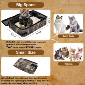 Folding Portable Cat Litter Box with Lid, 16' * 12' * 6' inch, Collapsible Cat Travel Litter Box with Zipper, No Leakage, Lightweight, Easy to Use