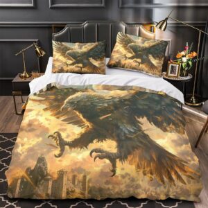 EVMILA Eagle 3D Printed Quilt Cover Duvet Cover Comforter Covers Bedding Set for Childrens and Adults 3 Pieces with Pillowcases Microfiber with Zipper Closure Queen（228x228cm）