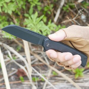 Miguron Knives M Malory Flipper Folding Knife 3.5" Black PVD 14C28N Blade Black Micarta Handle Outdoor Camping Hiking Pocket Knife MGR-809MBK