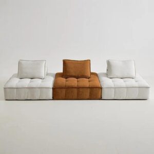 Piedmont Sectional Sofa Cream Wind Tofu Modular Couch Compressed Sofa Affordable Couch (Cream)