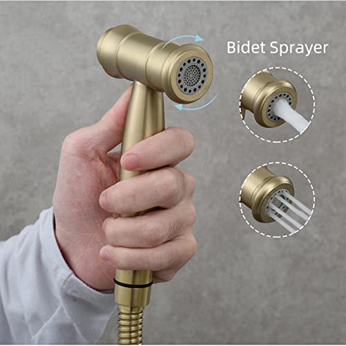 MINJING Bidet Tap Sprayer Wall Mounted Toilet Kit Single-Handle Dual Mode Spray Set Bidet Faucet Bathroom Bidet Shower Toilet Bidet Sprayer Gun Bathroom-Drawing Gold