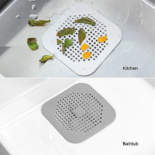 Bathtub Drain Cover,4 Sets Flat Silicone Sink Strainer with Suction Cups Prevents Clogging Flexible Shower Drain Cover for Kitchen Bathroom