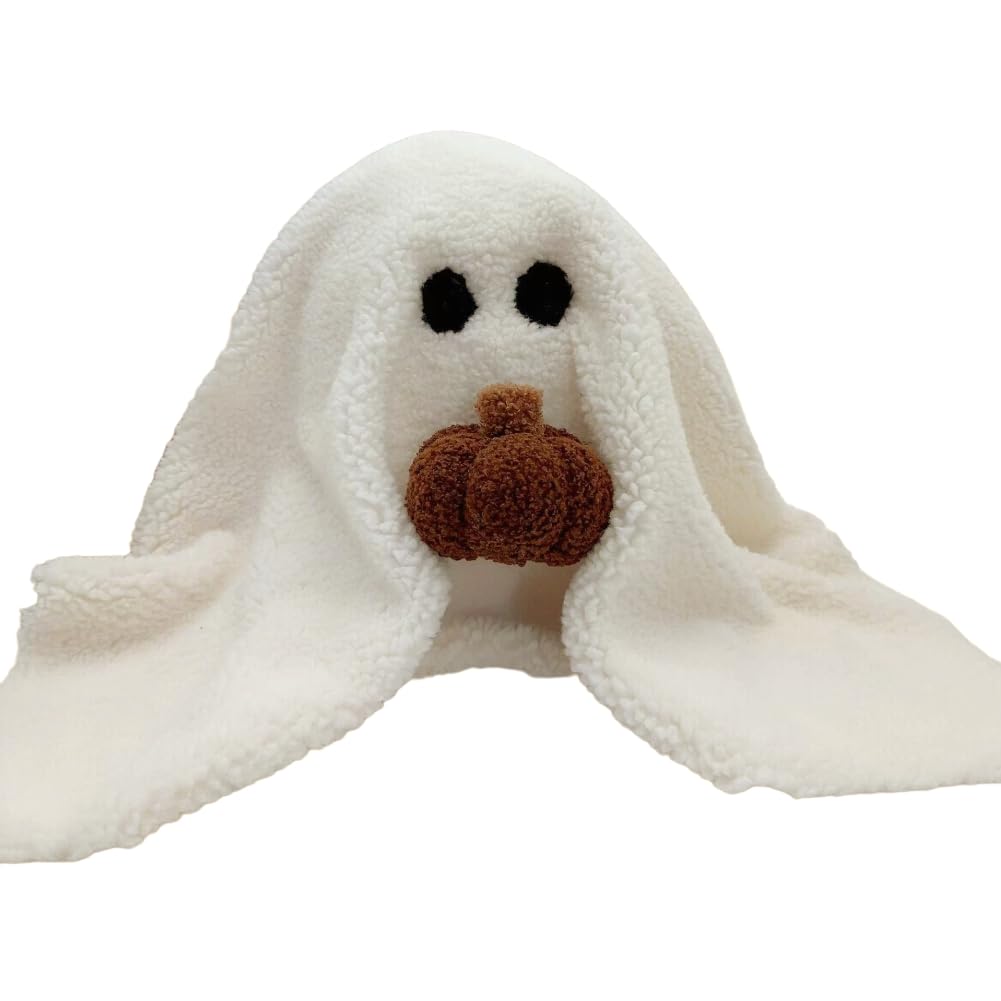 GUUZOGG Ghost with Pumpkin Pillow, 11 Inch Ghost Plush Toy Halloween Decor, Cute Soft Halloween Party Decoration Ghost Pillow, Birthday, Thanksgiving, Christmas, for Boys and Girls