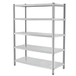 sgolan stainless steel shelves 48x18x70 inch storage rack 5 tier shelving units and storage adjustable stainless steel rack shelving, storage shelves for kitchen commercial office