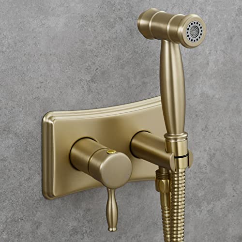 MINJING Bidet Tap Sprayer Wall Mounted Toilet Kit Single-Handle Dual Mode Spray Set Bidet Faucet Bathroom Bidet Shower Toilet Bidet Sprayer Gun Bathroom-Drawing Gold