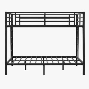 Metal Full XL Over Queen Bunk Beds for Adults,Heavy Duty Adult Bunk Beds,Bunk Bed Full Over Queen with 2 Ladders,Queen Bunk Bed,Bunk beds with Queen Bottom Bed,Noise-Free,Black