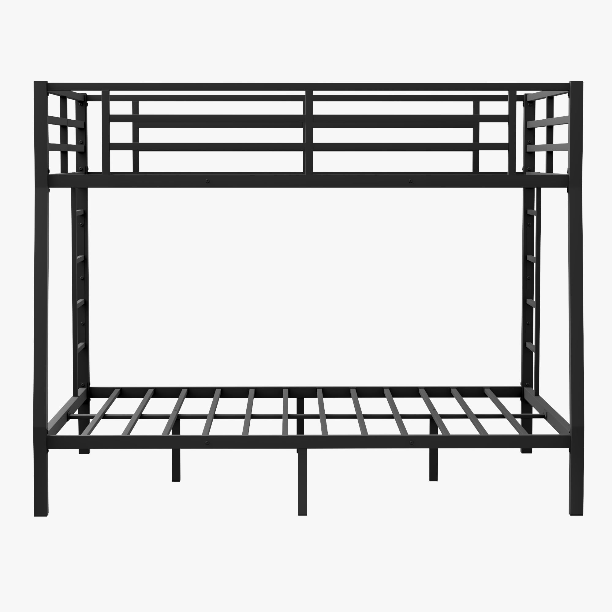 Metal Full XL Over Queen Bunk Beds for Adults,Heavy Duty Adult Bunk Beds,Bunk Bed Full Over Queen with 2 Ladders,Queen Bunk Bed,Bunk beds with Queen Bottom Bed,Noise-Free,Black