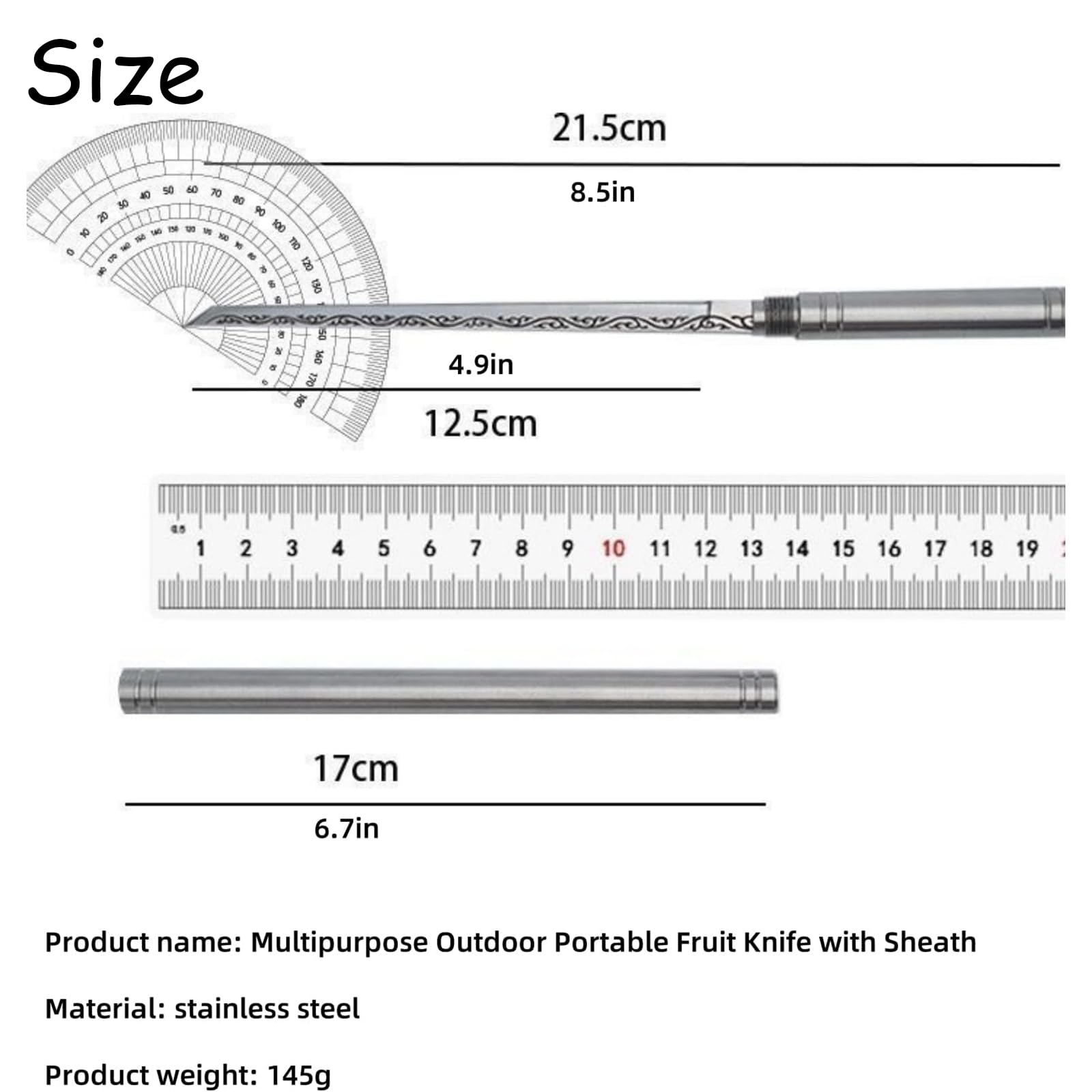 ZANWANXIN Multipurpose Outdoor Portable Fruit Knife With Sheath,Cuchillo Multiusos Para Fruta PortáTil Para Exteriores Con Funda, Multifunction Sharp Stainless Steel Blade Knife (3pcs)