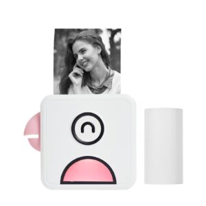 nigrity poooli l1 mini portable inkless printer 203dpi bluetooth connection for journal crafts travel photos for mobile phone with 1 roll paper 57 * 30mm pink