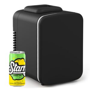 simple deluxe 4l/6 can mini, portable cooler & warmer freon-free small refrigerator, compact fridge for skincare, beverage, food, cosmetics, black