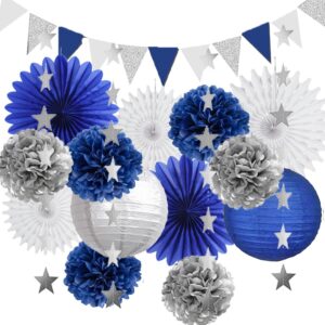 navy blue and silver christmas party decorations paper snowflake fans lanterns navy blue silver and white christmas decorations for navy blue birthday baby shower bridal shower wedding engagement