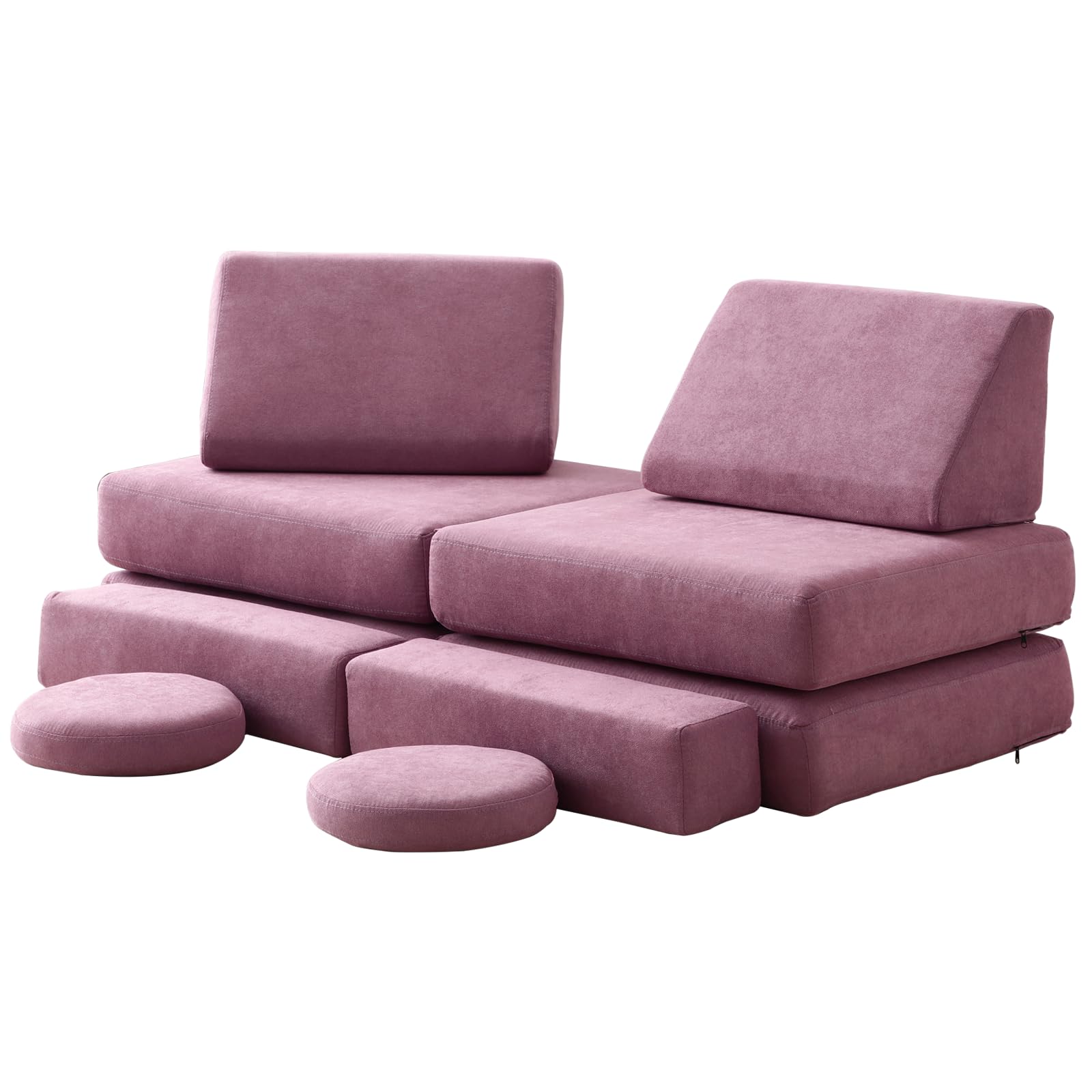 Emtmpbve Kig's Game Module Sofa - Folding Floor Sofa 8-Piece Set for Boys and Girls, Bedroom Playroom Multifunctional Furniture Creative Climbing (Purple)