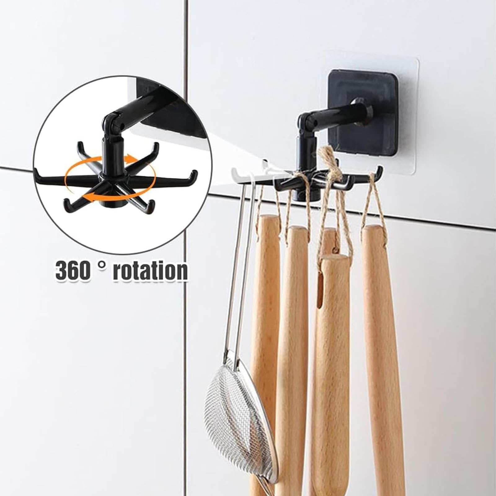 Lakemesure Rotating Folding Hook for Kitchen Utensils, Rotating Folding Hook, Probablei 360° Rotating Folding Hook, Kitchen Utensil Holder 360 Degrees Rotating Folding Hook (White,2pcs)