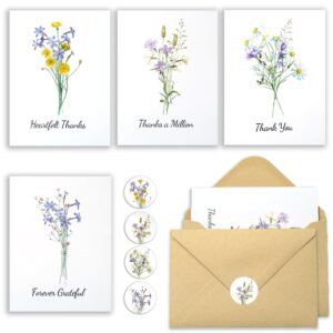 doradubo 24 pack thank you cards with envelopes floral thank you cards bulk for wedding/bridal & baby shower/business/graduation