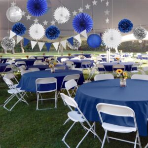 Navy Blue and Silver Christmas Party Decorations Paper Snowflake Fans Lanterns Navy Blue Silver and White Christmas Decorations for Navy Blue Birthday Baby Shower Bridal Shower Wedding Engagement