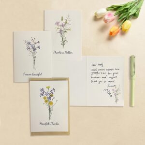 doradubo 24 Pack Thank You Cards with Envelopes Floral Thank You Cards Bulk for Wedding/Bridal & Baby Shower/Business/Graduation