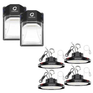 cinoton 160w ufo led high bay light ac100-277v 4pack & 30w led wall pack light 2pack