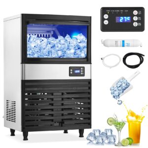 gravee commercial ice maker machine, 150lbs/24h under counter ice maker machine stainless steel with 27lbs ice storage bin, freestanding ice maker for restaurant, bar, home, office, cafe