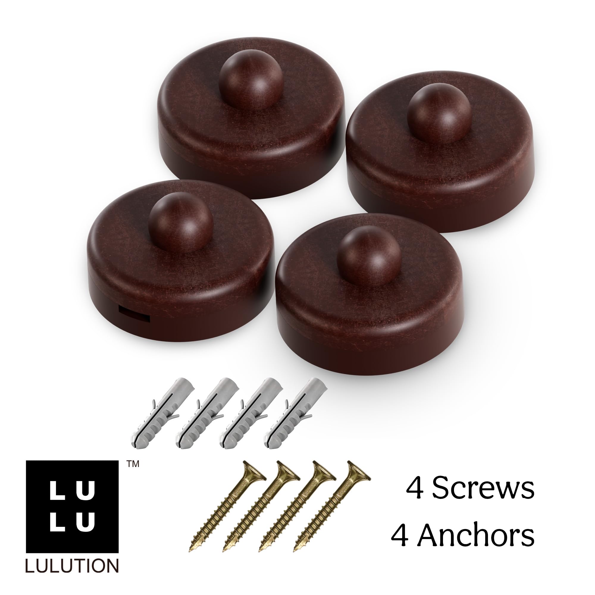 LULUTION Tapestry Wall Hangers Clips 4 Pack - Quilt Hanger for Wall for Display, Quilt Rack - Rug Hangers for Walls, Round Clamps for Blankets and Other Textile (Brown)