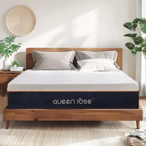 queen rose full mattress, 10 inch full memory foam mattress in a box, medium firm cooling gel full size mattress for back pain, certipur-us certified & fiberglass free