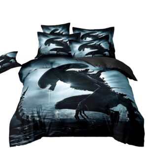 chliearime hecate alien sci-fi monster cover bedding set 3d for boys full size - microfiber duvet cover set with 2 pillow shams