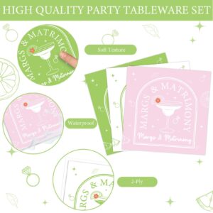 96Pcs Margarita Bachelorette Party Decorations Margs Paper Plates and Napkins Matrimony Birthday Tableware Set for Bachelorette Bridal Shower Wedding Margs Matrimony Party Supplies Decor Serve 24