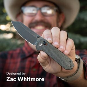 CIVIVI Yonder Folding Pocket Knife for EDC, Crossbar Lock Knife with 2.88" 14C28N Blade Micarta Handle, Lightweight Knife Gifts for Men Women Camping Hiking, Designed by Zac Whitmore C23073B-1