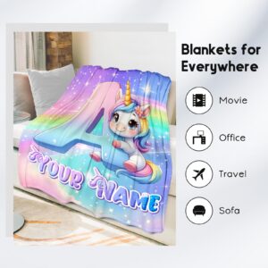 CUSPCOD Unicorn Blanket Gifts for Girls - Custom Blanket with Name Gifts Ideal - Personalized Initial Blanket for Unicorn Lovers - 40"x50" Kids Throw Blanket for Couch, Sofa - Monogram Blankets Gifts