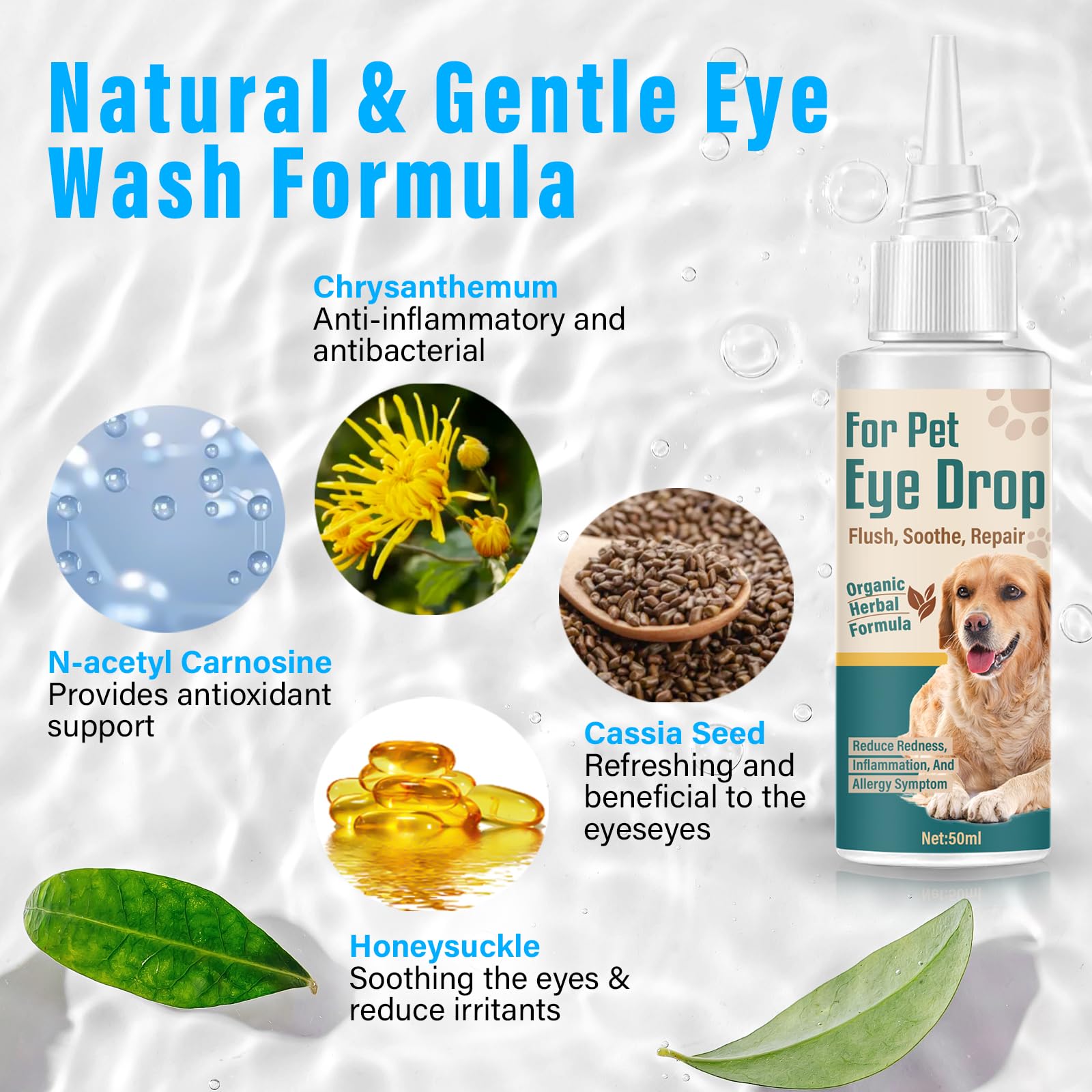 zeBrush Dog Eye Drops,Cataract Drops for Dogs & Cats-Relieve Pet Red Eyes,Dry Eyes & Infection Inflammation,Dog Tear Stain Cleaner,Improve Eye Vision,Safe & Gentle for Pets