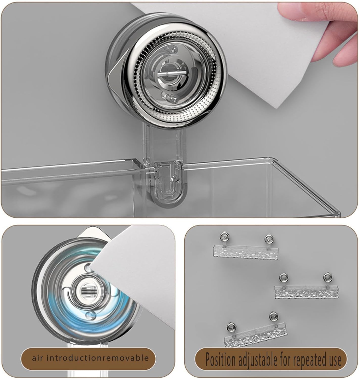 YLBUH Raidley No Drill Clear Wall Caddy, No-Drill Clear Wall Caddy Suction Cup Removable Storage,Suction Caddy For Bathroom,Acrylic Wall Mounted Shower Caddy, Clear, for Bathroom, Kitchen (White-B)