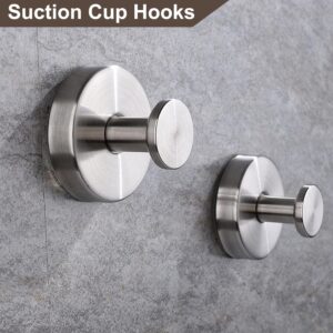 Hendiy Suction Cup Hooks, Towel Hooks for Bathrooms Stainless Steel Waterproof Suction Cup Hooks for Shower, Mounting on Glass Shower Doors, Tile, Suction Hooks on Bathroom or Kitchen 2 Pack