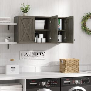 laundry wall cabinets - farmhouse kitchen wall amount storage cabinets with 3 doors and shelves, 36inch