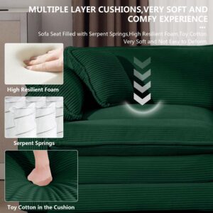 Nestglow Oversized Modular Sectional Sofa Chair, 45'' Modern Corduroy Comfy Cloud Couches for Living Room Apartment, Deep Seat Sofa Chair with 1 Toss Pillows, Green