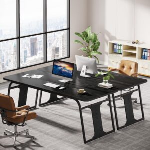 Tribesigns 63-Inch Home Office Desk, Modern Executive Desk with Sturdy Metal Legs, Large Computer Office Desk Workstation, Wooden Writing Table for Home Office, Black