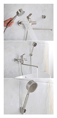 LDYXPHMCY Bath Faucet with Shower Faucet Wall Hanging Hot and Cold Water Extended Nozzle Kitchen Pressurized Spray Gun Set Bathroom Faucet(C Set Meal)