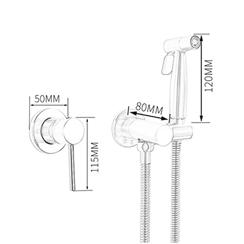 MINJING Toilet Shower Spray Mixer Set Brushed Gold Hot and Cold Concealed Handheld Bidet Sprayer Kit Single Function Bathroom Toilet Bidet Mixer Spray Kit