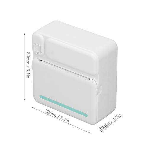 ZIZEV Portable Thermal Printer, Mini Multifunctional Thermal Printer, Rechargeable, 200dpi Resolution, for Photo (White Green)