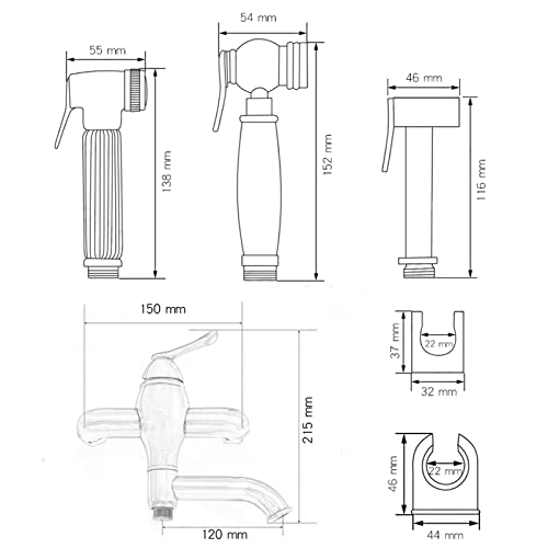 MINJING Bidet Sprayer Kit for Toilet Gold Hand Held Sprayer Toilet Attachment 360 Rotation Double Handle Bidet Attachment Faucet Sprayer Kit for Toilet,B