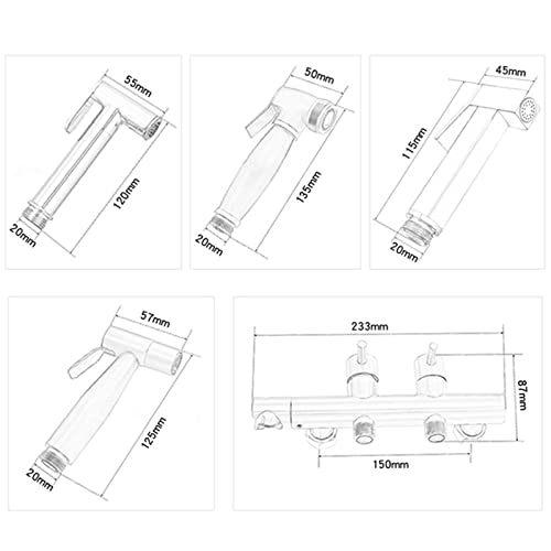 MINJING Toilet Shower Spray Mixer Set Grey Double Handle Bidet Attachment Faucet Sprayer Kit for Toilet Bifunctional Hand Held Sprayer Toilet Attachment