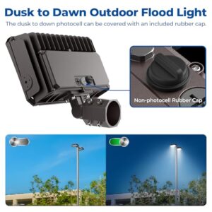 CINOTON 42W LED Barn Light Dusk to Dawn Outdoor Lighting and 150W/100W/75W LED Flood Light D2D 5000K Slipfitter Mount