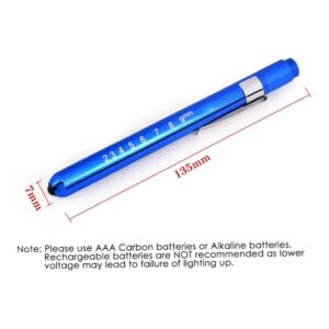 BEAHING Set of 2 LED Tablet Pen Lights with Pupil Gauge Nurse Penlight Doctor Flashlight - Blue and Silver