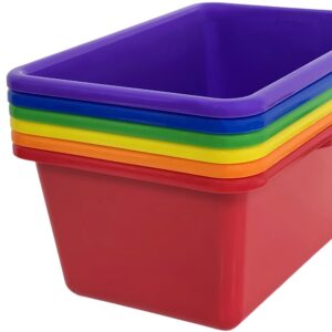 RAUVOLFIA 6 Pack Cubby Bin Storage Bins, Multi-Purpose Plastic Storage Bins Stackable Organizer Storage Cubbies for Home, Playroom, Classroom (Rainbow)