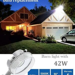 CINOTON 42W LED Barn Light Dusk to Dawn Outdoor Lighting and 150W/100W/75W LED Flood Light D2D 5000K Slipfitter Mount