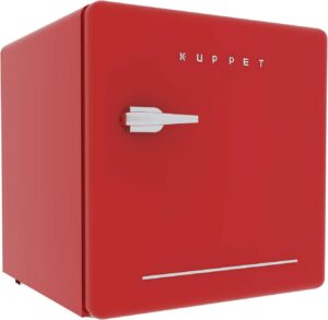 dishup 1.6 cu.ft classic retro compact refrigerator, single door mini fridge with freezer, small drink chiller with small beauty cosmetics skin care refrigerated for home,office,dorm or cabin(red)