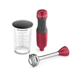 2-Speed Hand Blender with 8" Removable Blending Arm, 3-Cup BPA-Free Blending Jar with Lid, Empire Red, KHB1231