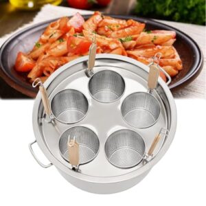 commercial pasta cooker insert set, stainless steel multipurpose stock pot for cooking vegetables, seafood, cooking pot with lid suitable for stews and pasta(5holes)