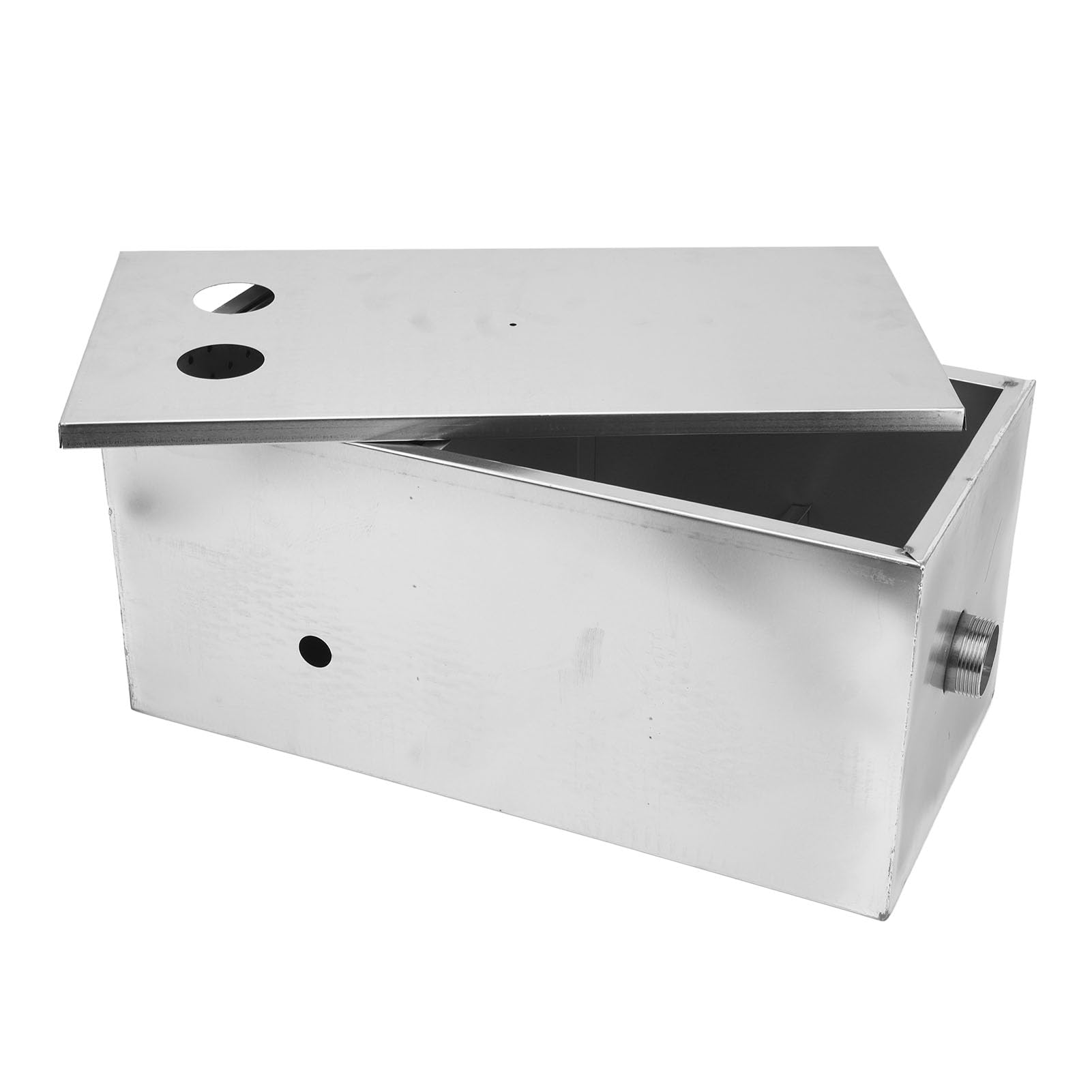 Stainless Steel 3 Stage Filtration Grease Trap Kitchen Grease Interceptor for Restaurant Dual Holes 50x25cm