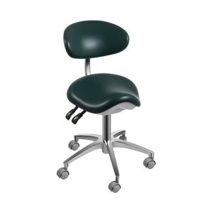 kurtvenid standard moblie dental saddle chair doctor's stool pu leather backrest and height adjustable blackish green