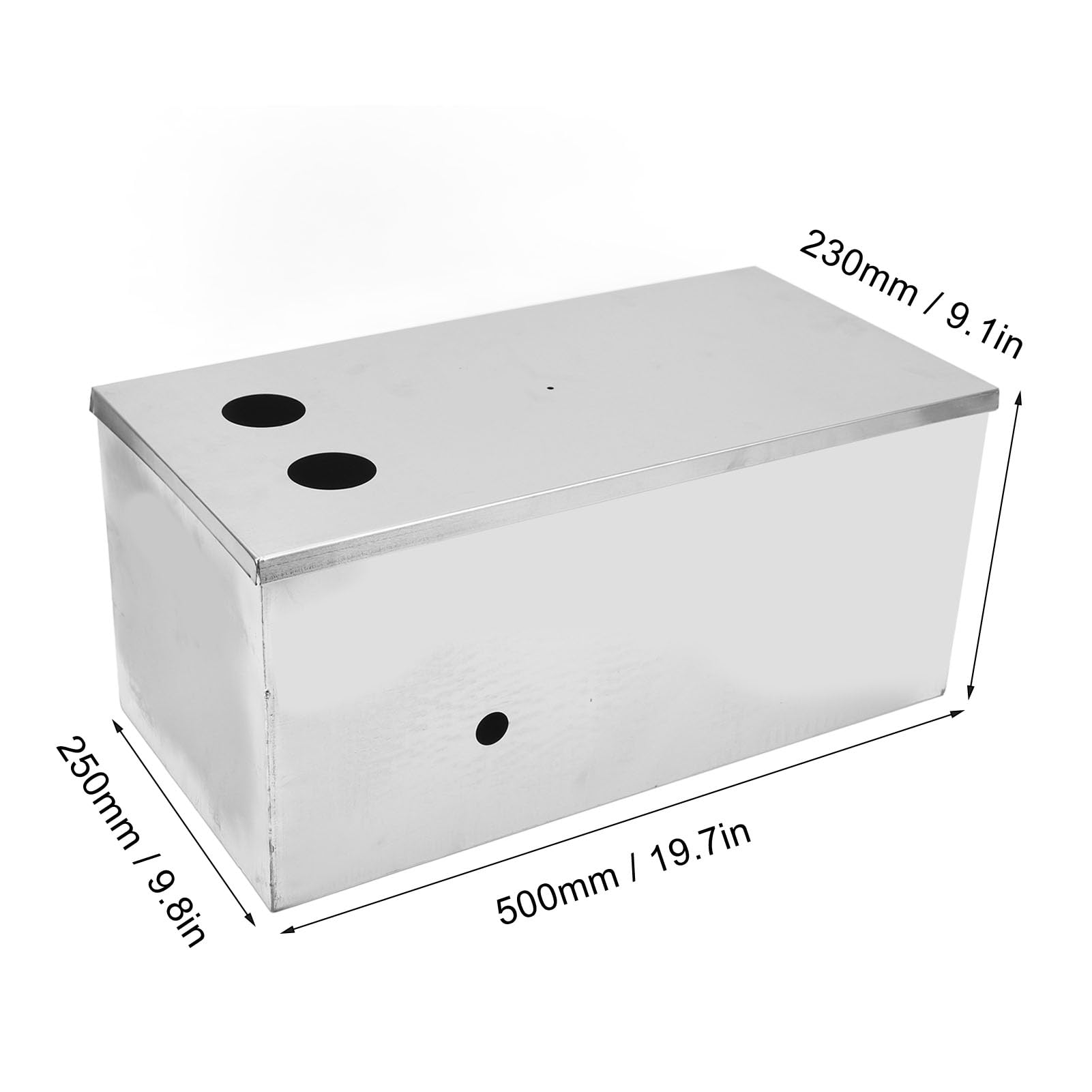 Stainless Steel 3 Stage Filtration Grease Trap Kitchen Grease Interceptor for Restaurant Dual Holes 50x25cm