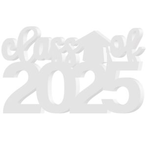 class of 2025 sign graduation decorations 2025 senior photo booth props for photoshoot 2025 grad centerpieces for table decor, class of 2025 letter word sign for grad party supplies - white